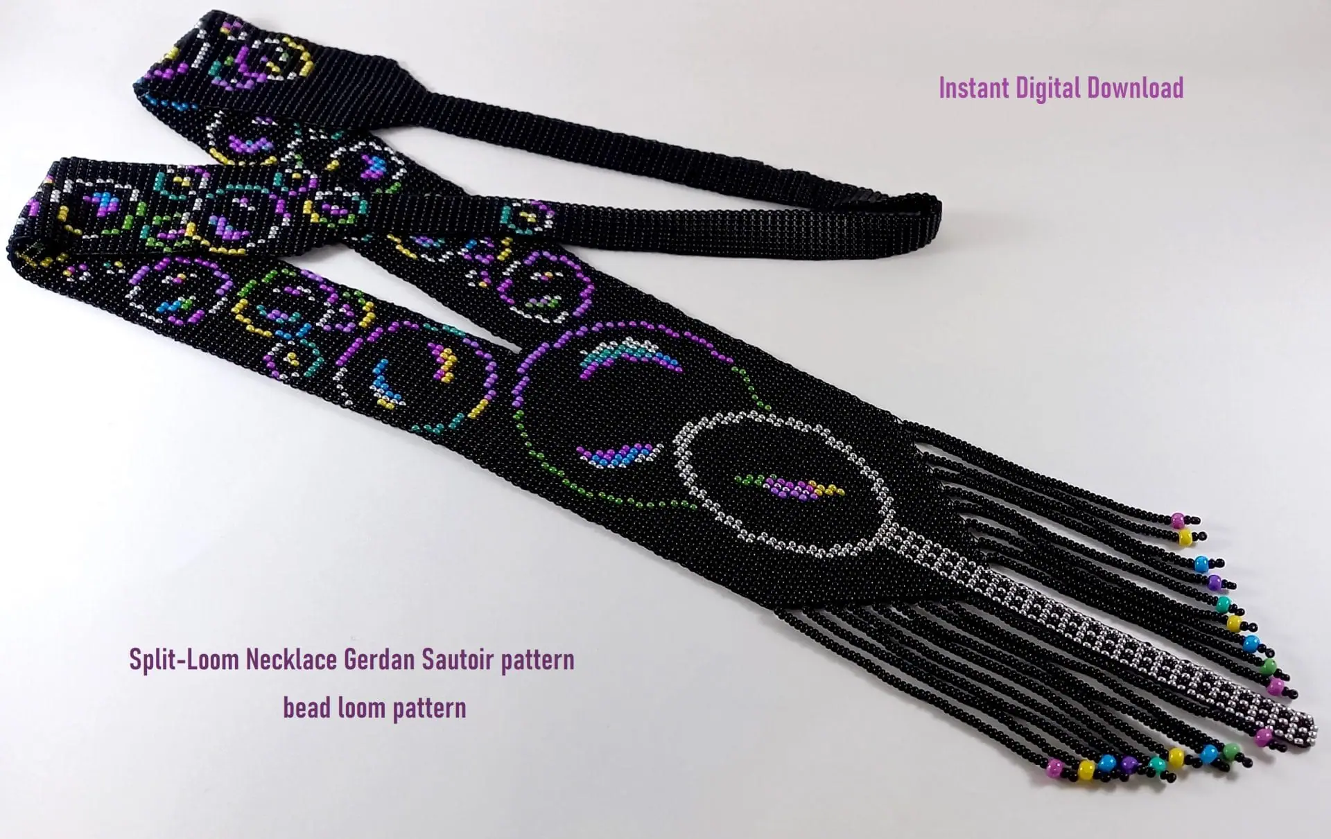 Sautoir-Gerdan-Split-Loom Necklace Bead pattern - Crealandia