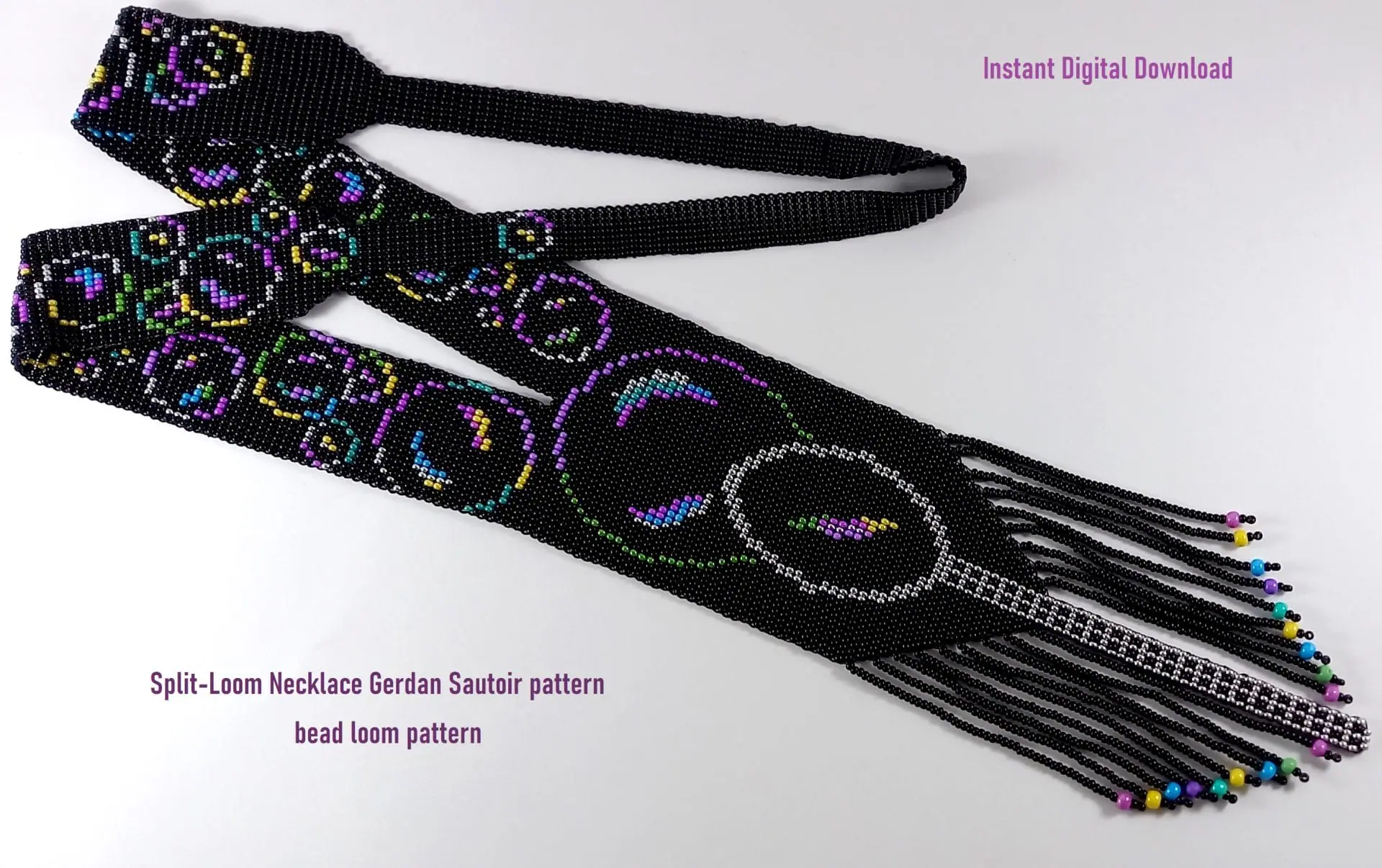 Sautoir-Gerdan-Split-Loom Necklace Bead pattern - Crealandia