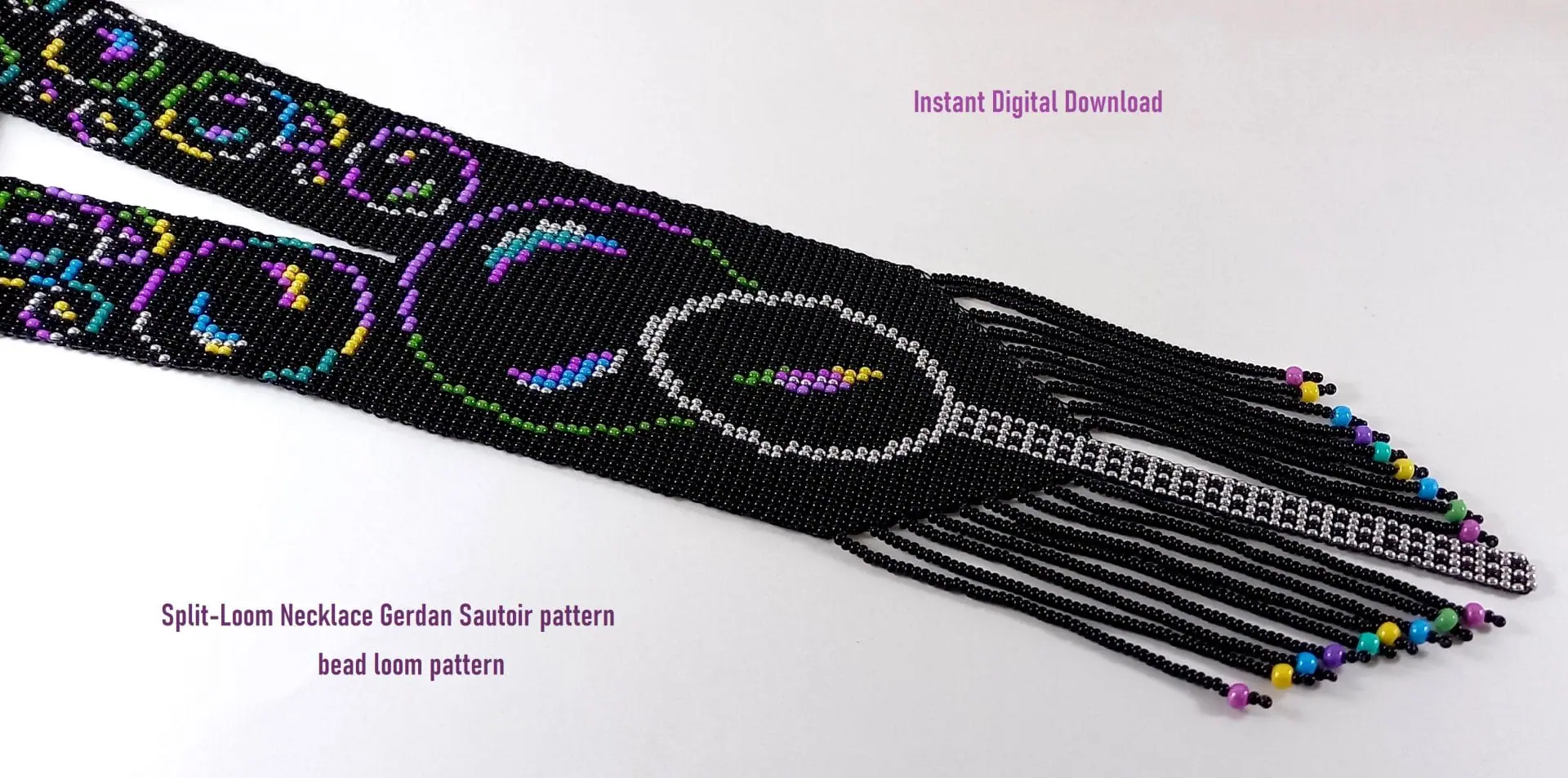 Sautoir-Gerdan-Split-Loom Necklace Bead pattern - Crealandia