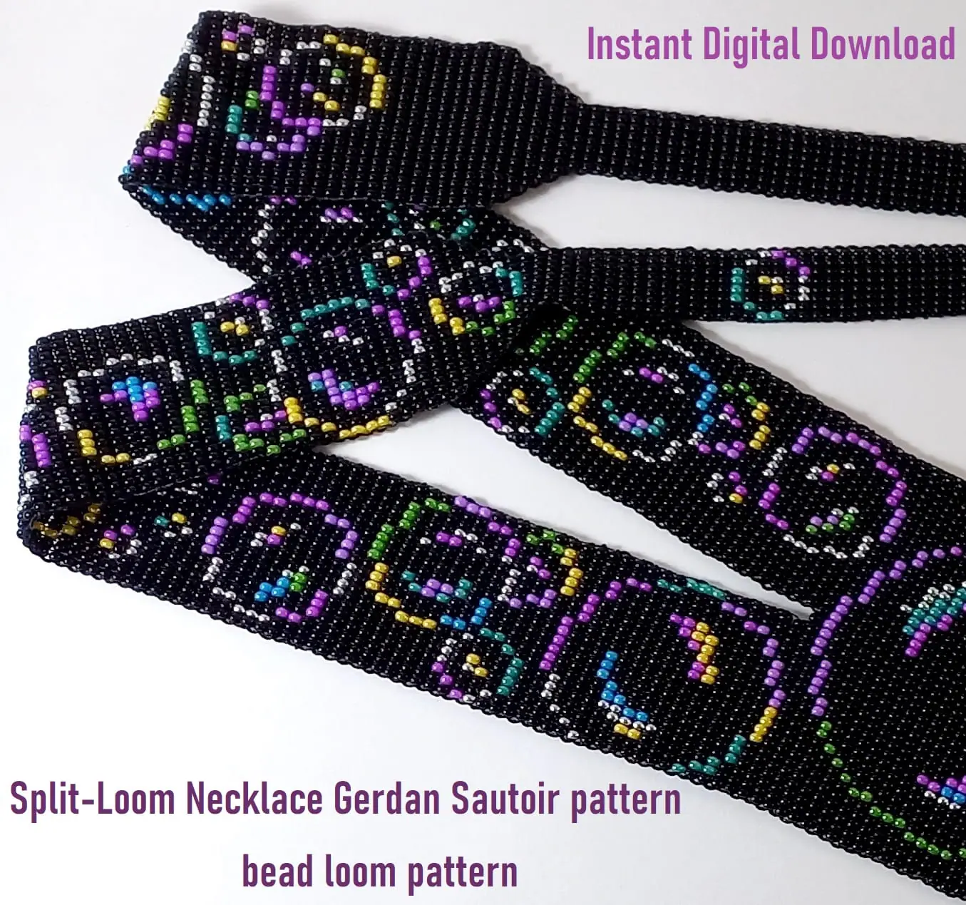 Sautoir-Gerdan-Split-Loom Necklace Bead pattern - Crealandia