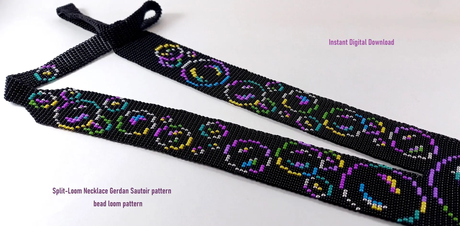 Sautoir-Gerdan-Split-Loom Necklace Bead pattern - Crealandia