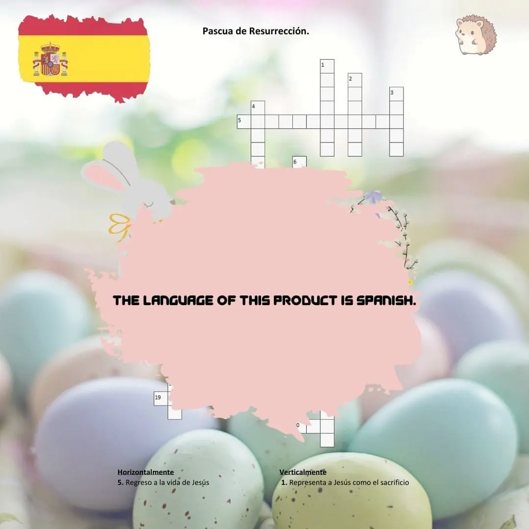 Crossword Puzzle Printable on the theme of Easter in Spanish