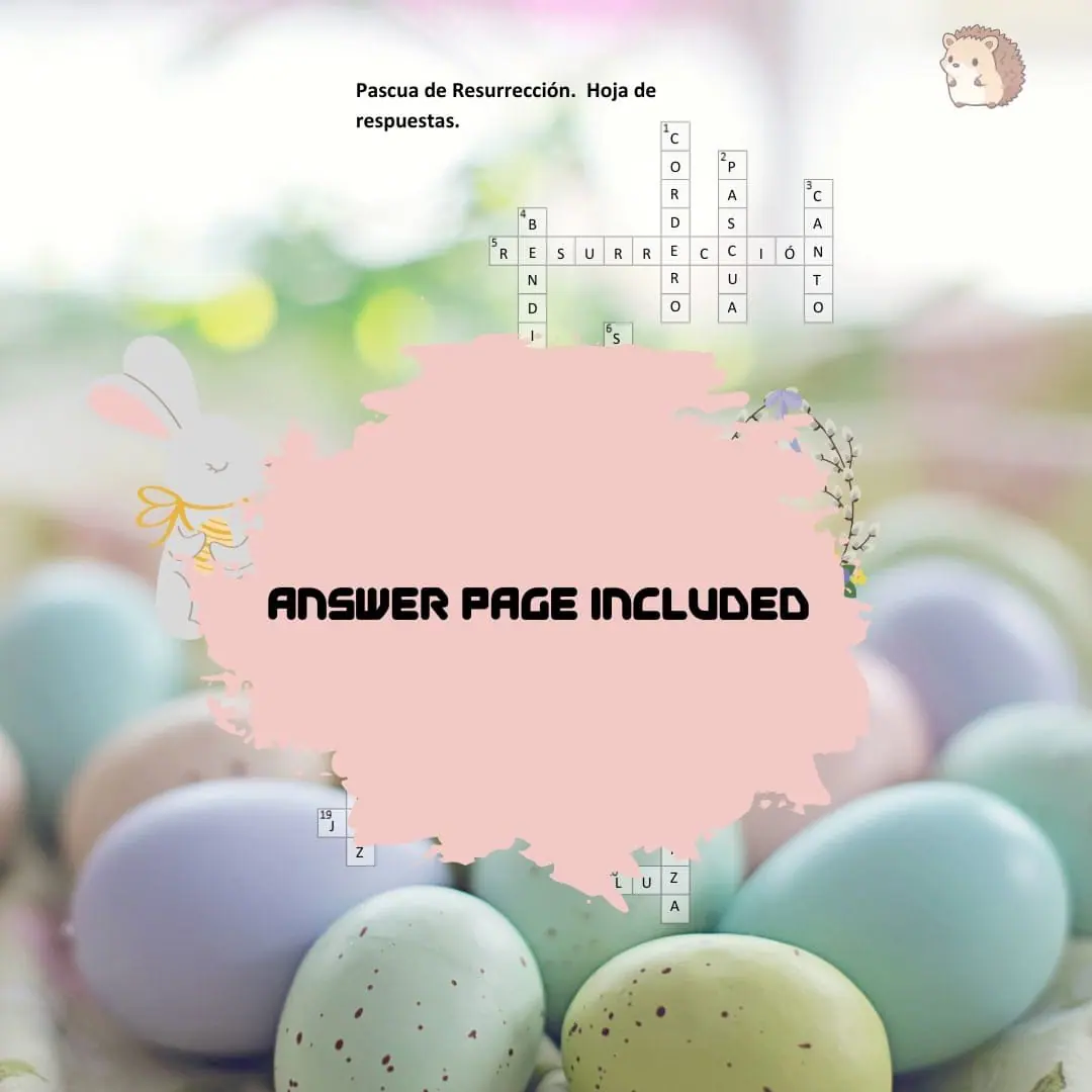 Crossword Puzzle Printable on the theme of Easter in Spanish