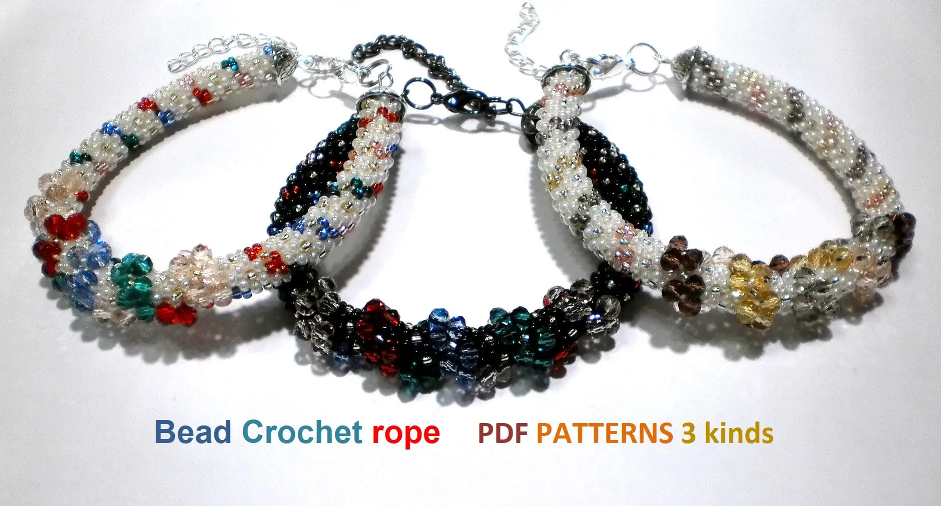Slim Bead Crochet rope patterns "Bows" set - Crealandia
