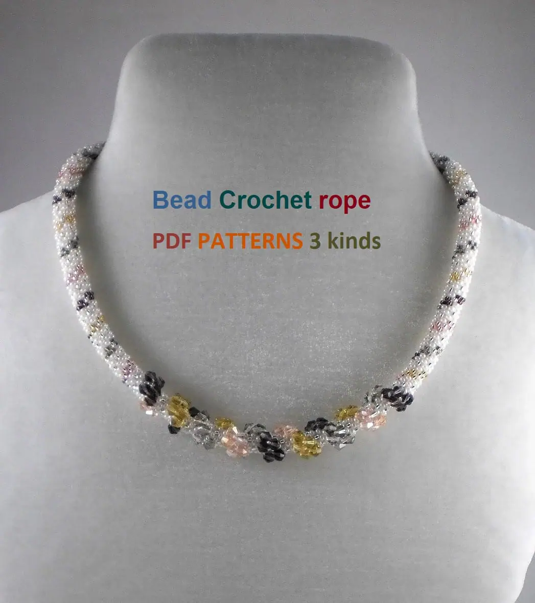 Slim Bead Crochet rope patterns "Bows" set - Crealandia