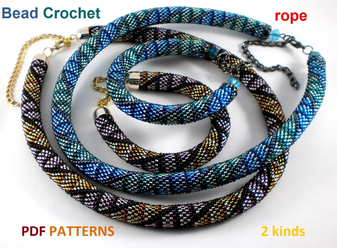 Bead Crochet Rope patterns,Spiral Harness - Crealandia