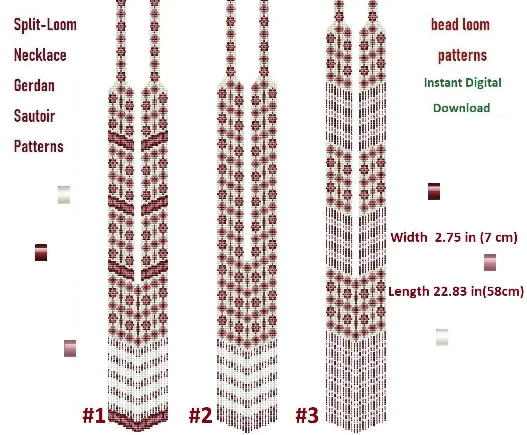 Bead Gerdan-Split-Loom Necklace patterns,3 kinds - Crealandia