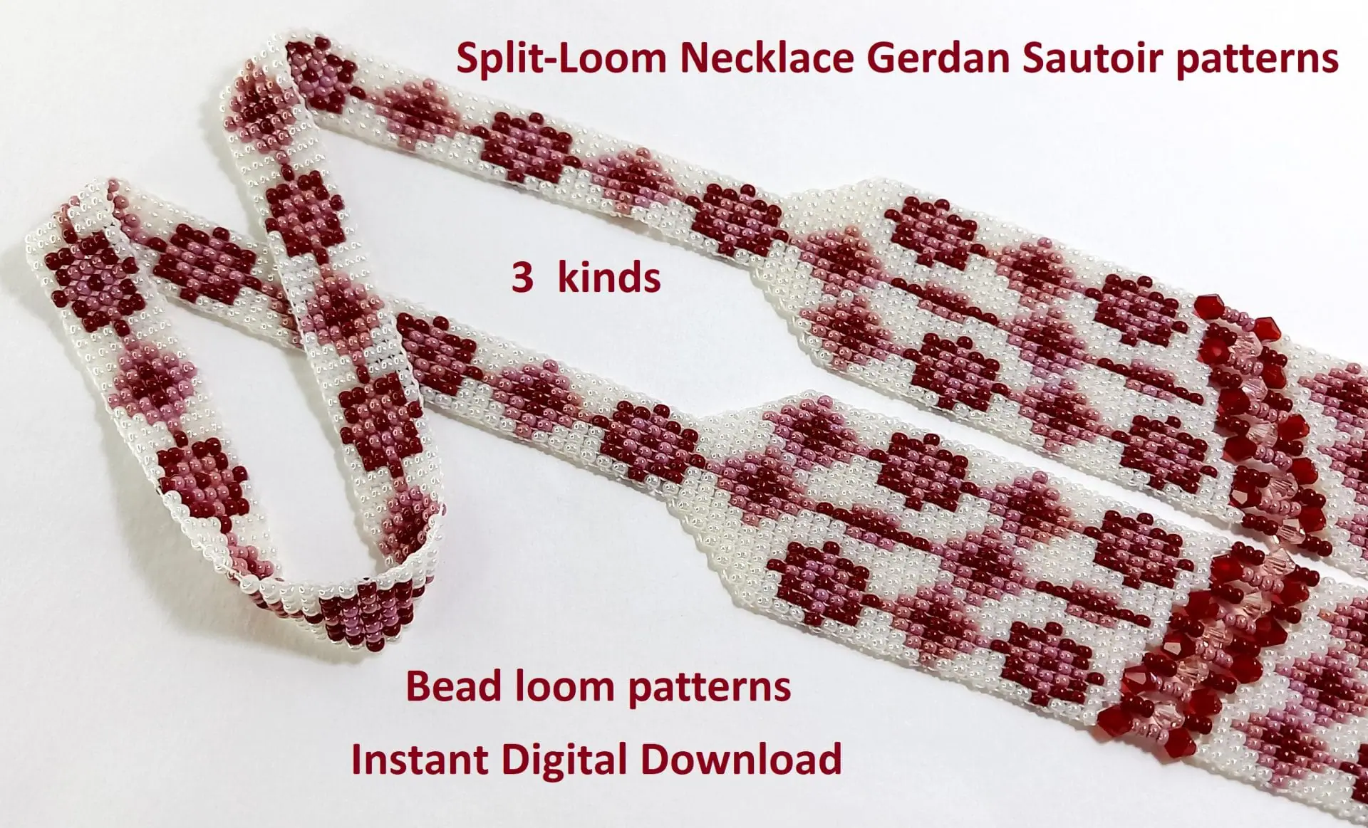 Bead Gerdan-Split-Loom Necklace patterns,3 kinds - Crealandia