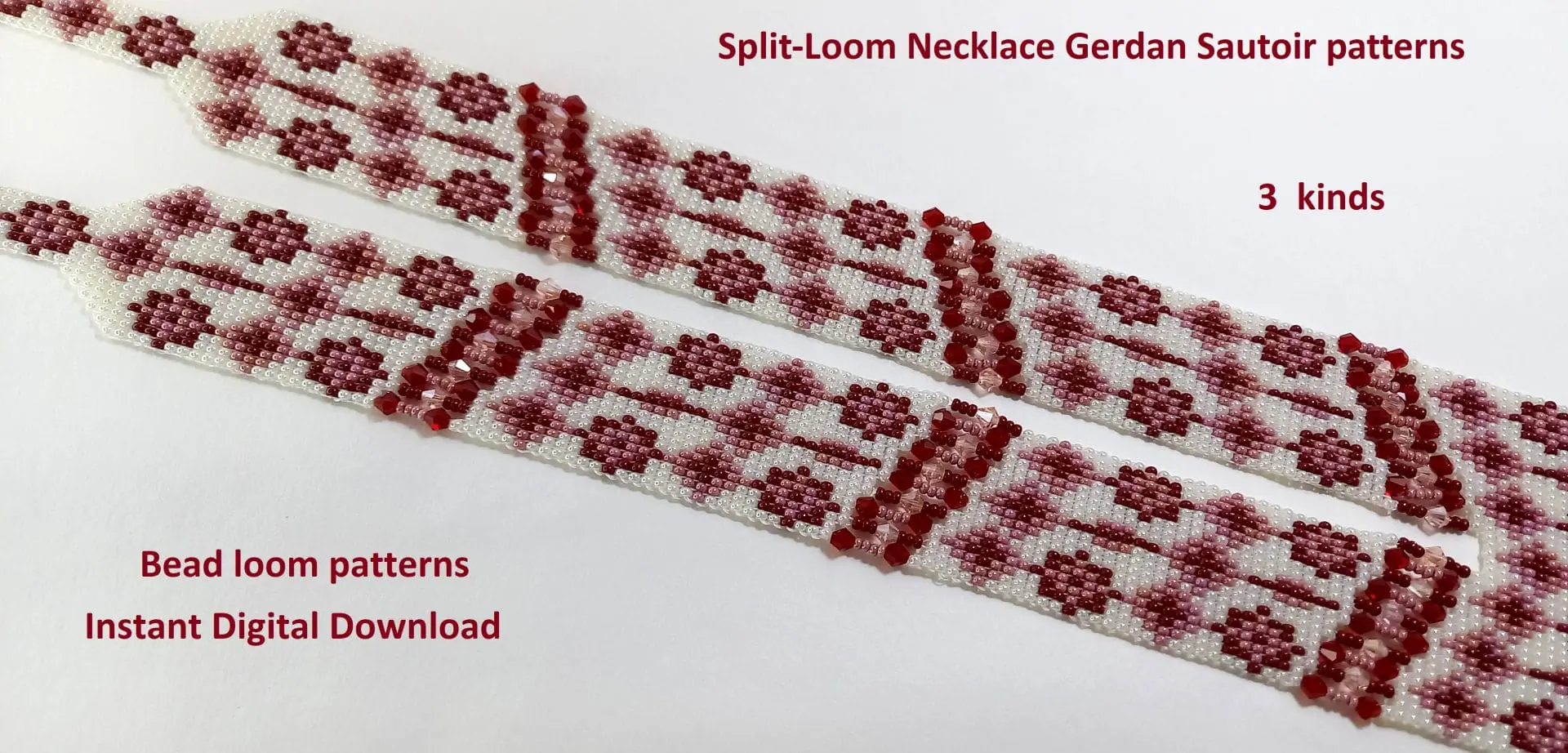 Bead Gerdan-Split-Loom Necklace patterns,3 kinds - Crealandia