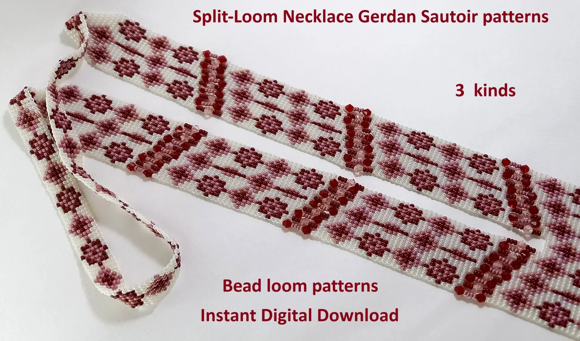 Bead Gerdan-Split-Loom Necklace patterns,3 kinds - Crealandia