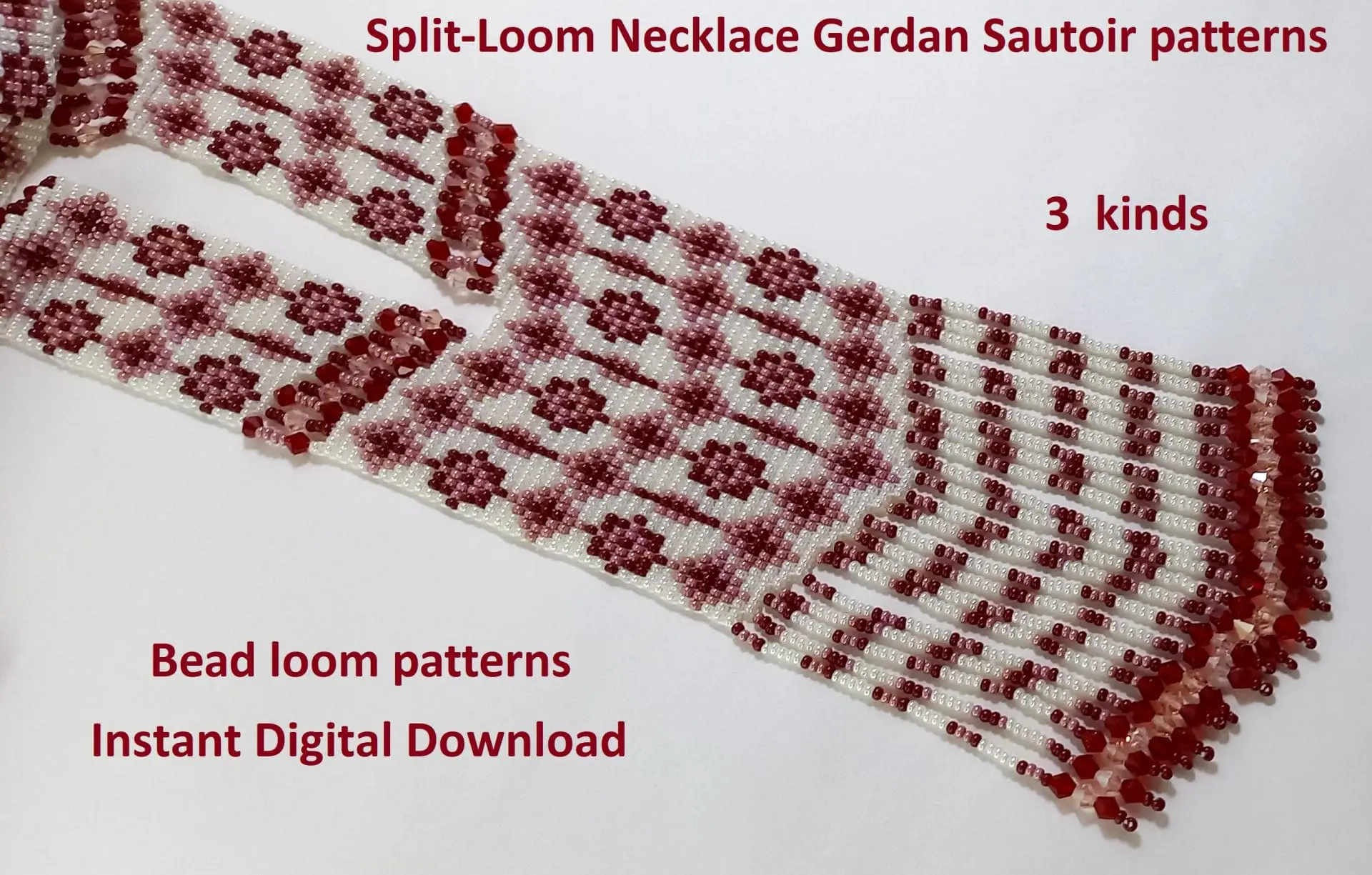 Bead Gerdan-Split-Loom Necklace patterns,3 kinds - Crealandia