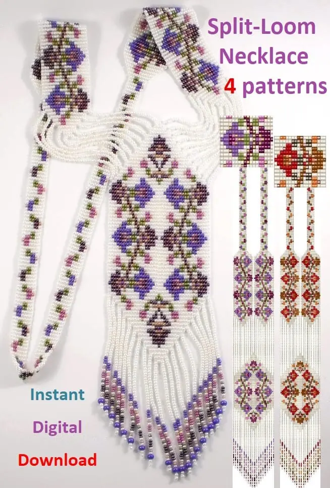 Gerdan-Split-Loom Necklace,Beaded Sautoirs,weaving - Crealandia