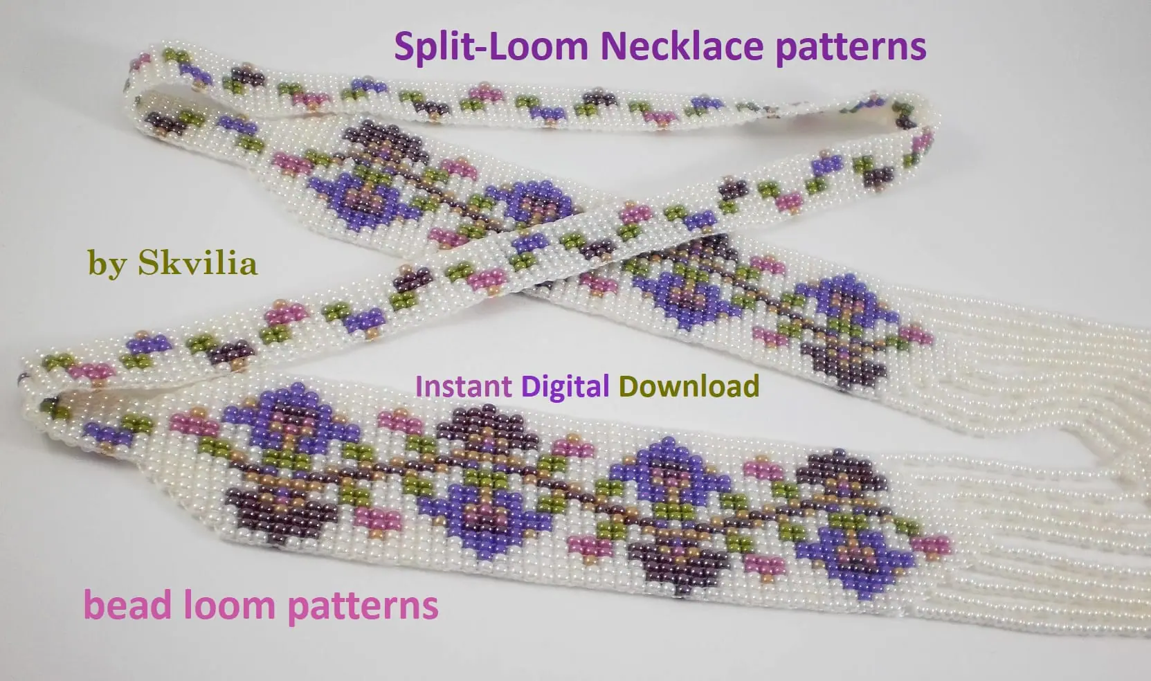 Gerdan-Split-Loom Necklace,Beaded Sautoirs,weaving - Crealandia