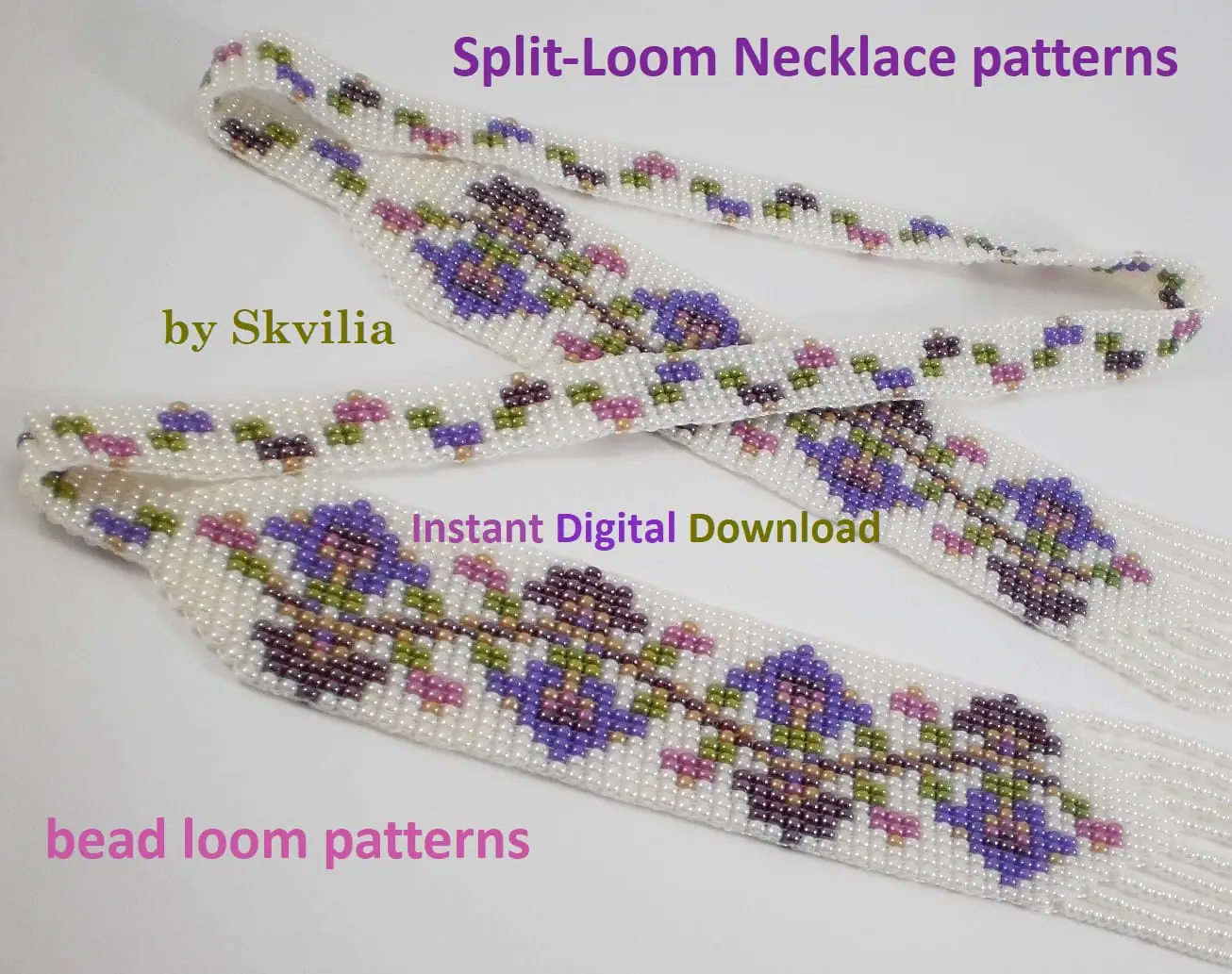 Gerdan-Split-Loom Necklace,Beaded Sautoirs,weaving - Crealandia