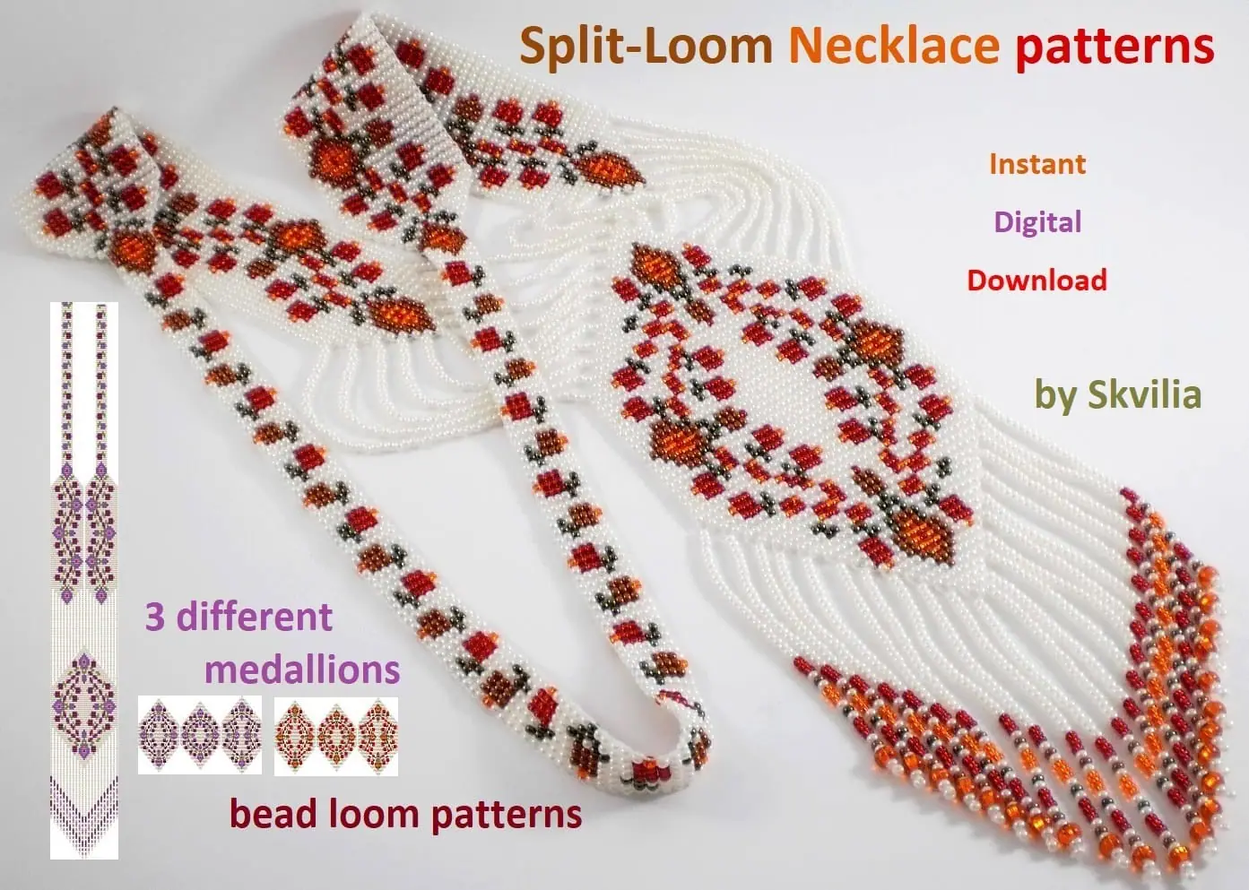 Gerdan-Split-Loom Necklace,Beaded Sautoirs,weaving - Crealandia