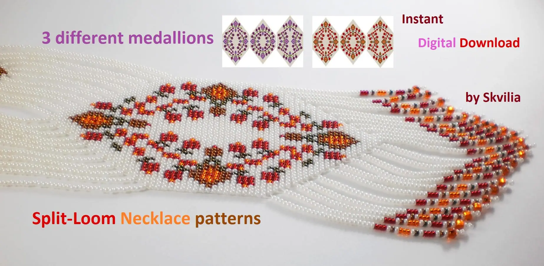 Gerdan-Split-Loom Necklace,Beaded Sautoirs,weaving - Crealandia