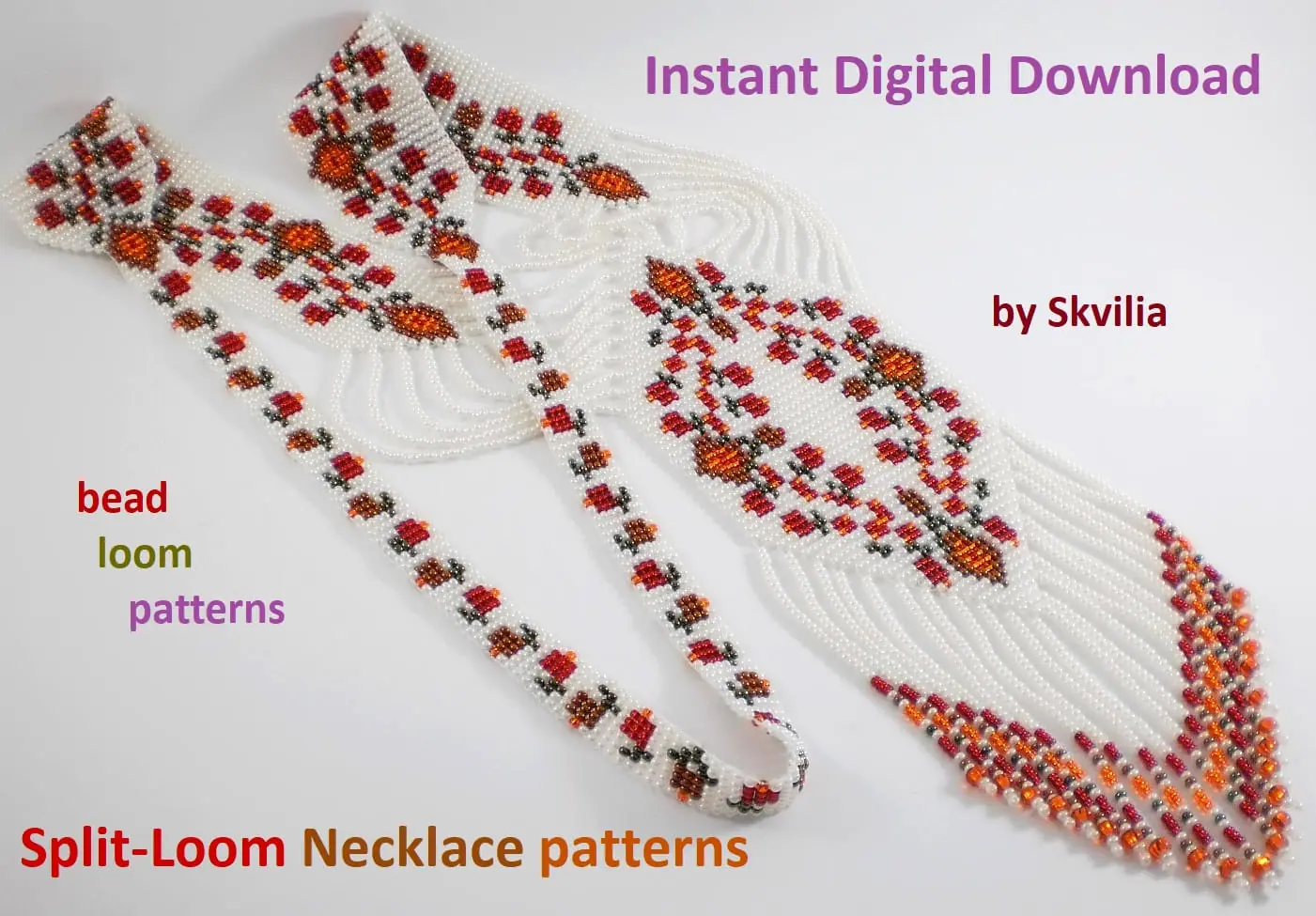Gerdan-Split-Loom Necklace,Beaded Sautoirs,weaving - Crealandia