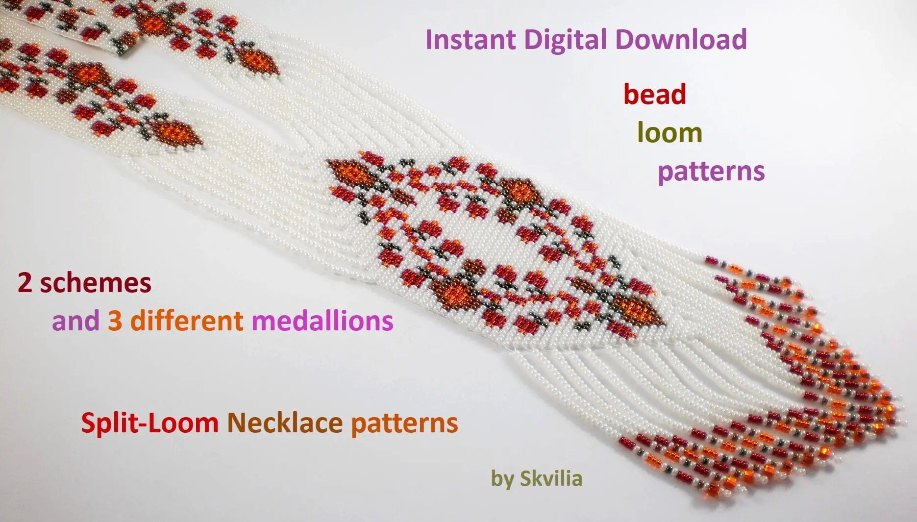Gerdan-Split-Loom Necklace,Beaded Sautoirs,weaving - Crealandia