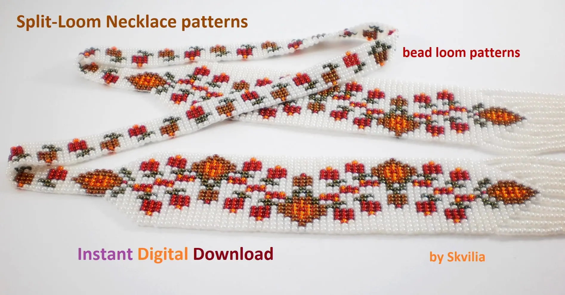 Gerdan-Split-Loom Necklace,Beaded Sautoirs,weaving - Crealandia