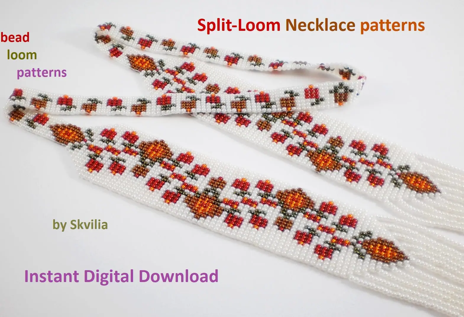 Gerdan-Split-Loom Necklace,Beaded Sautoirs,weaving - Crealandia
