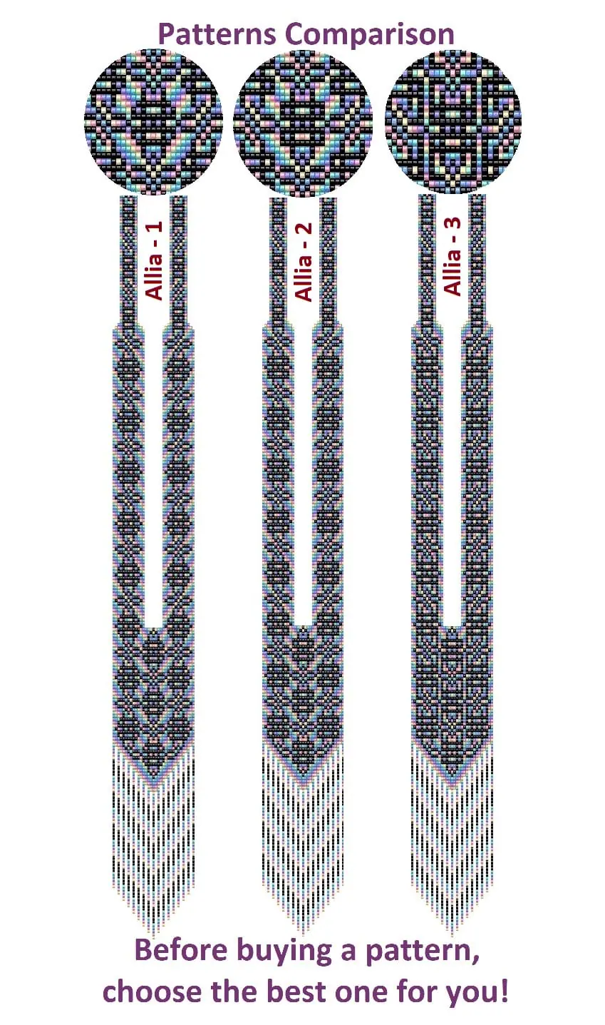 Bead pattern Sautoir-Gerdan-Split-Loom Necklace - Crealandia