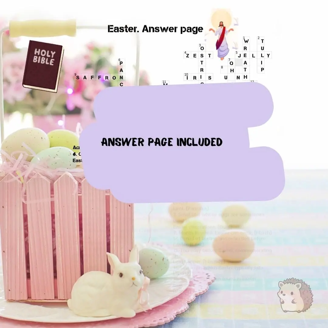 Crossword Puzzle Printable on the theme of Easter.