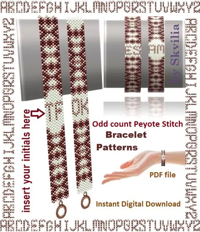Cuff Bracelet Odd-Count Peyote Stitch, Bead Patterns - Crealandia