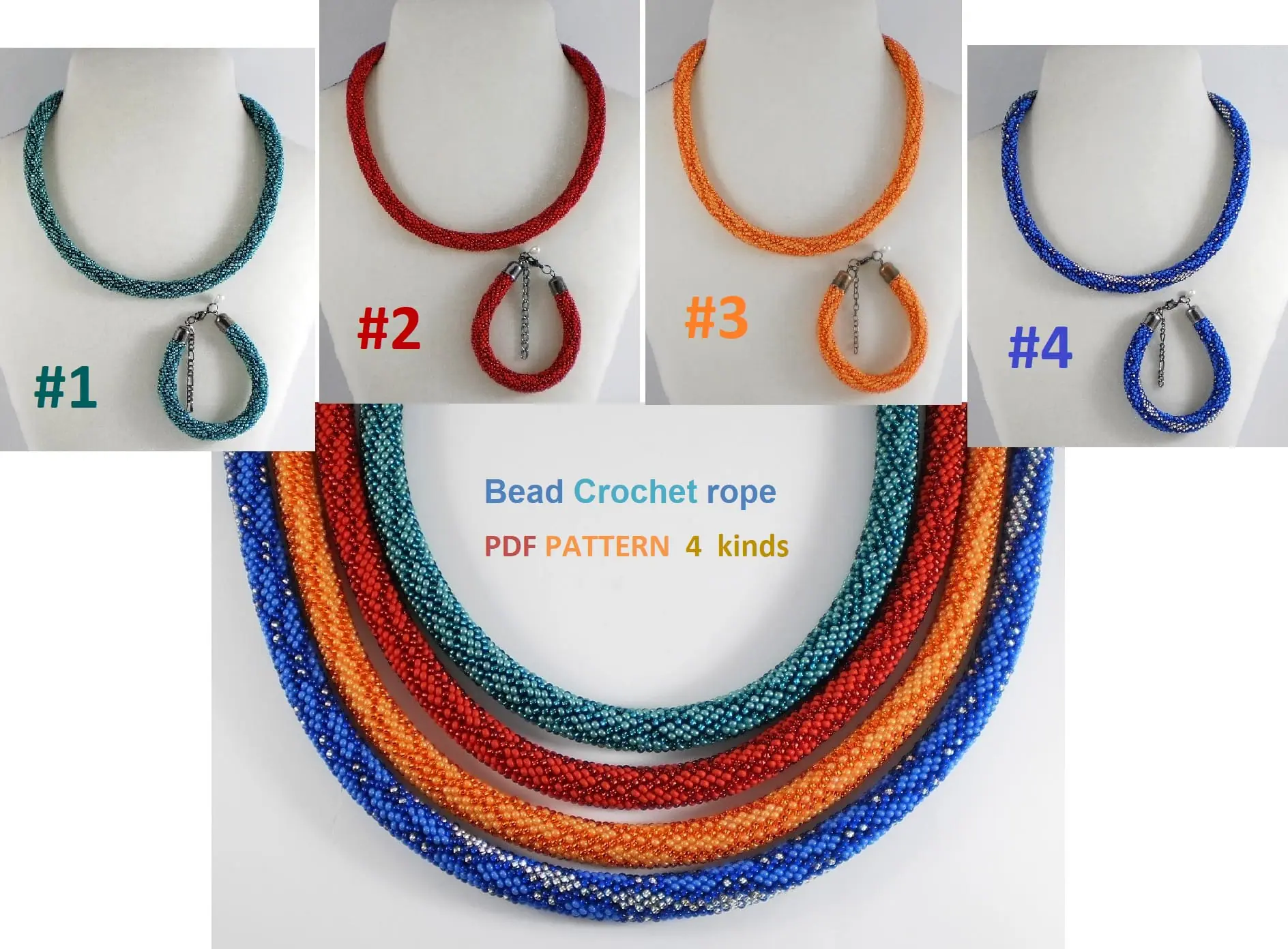Bead crochet rope patterns, Spiral Harness - Crealandia