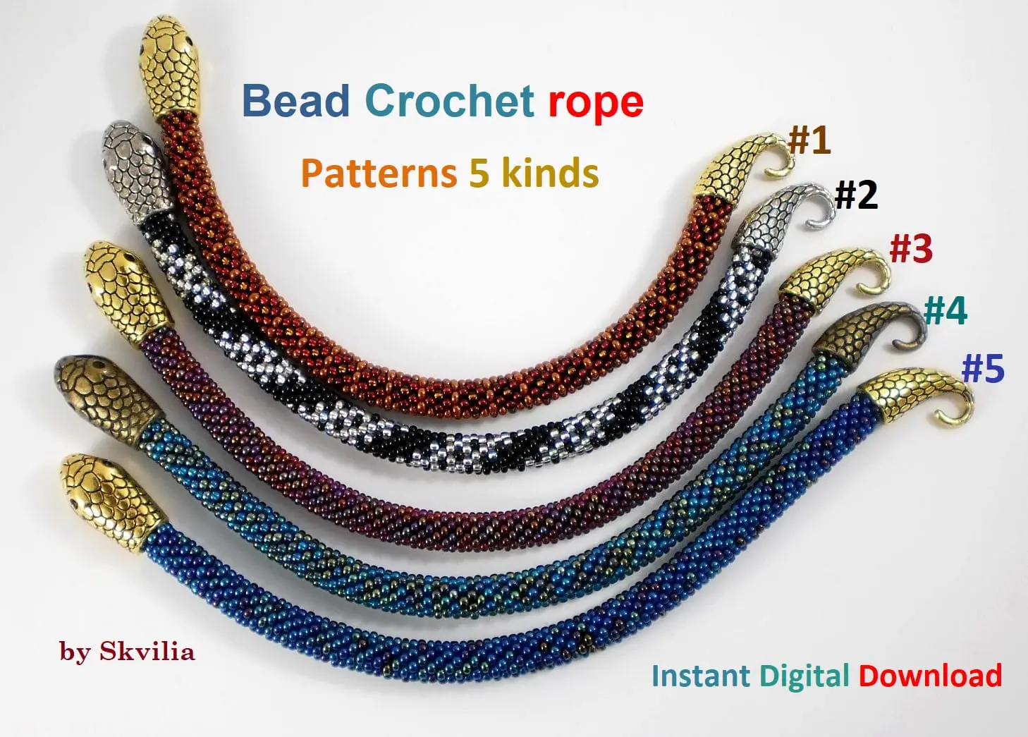 Bead Crochet Rope patterns,Spiral Harness - Crealandia