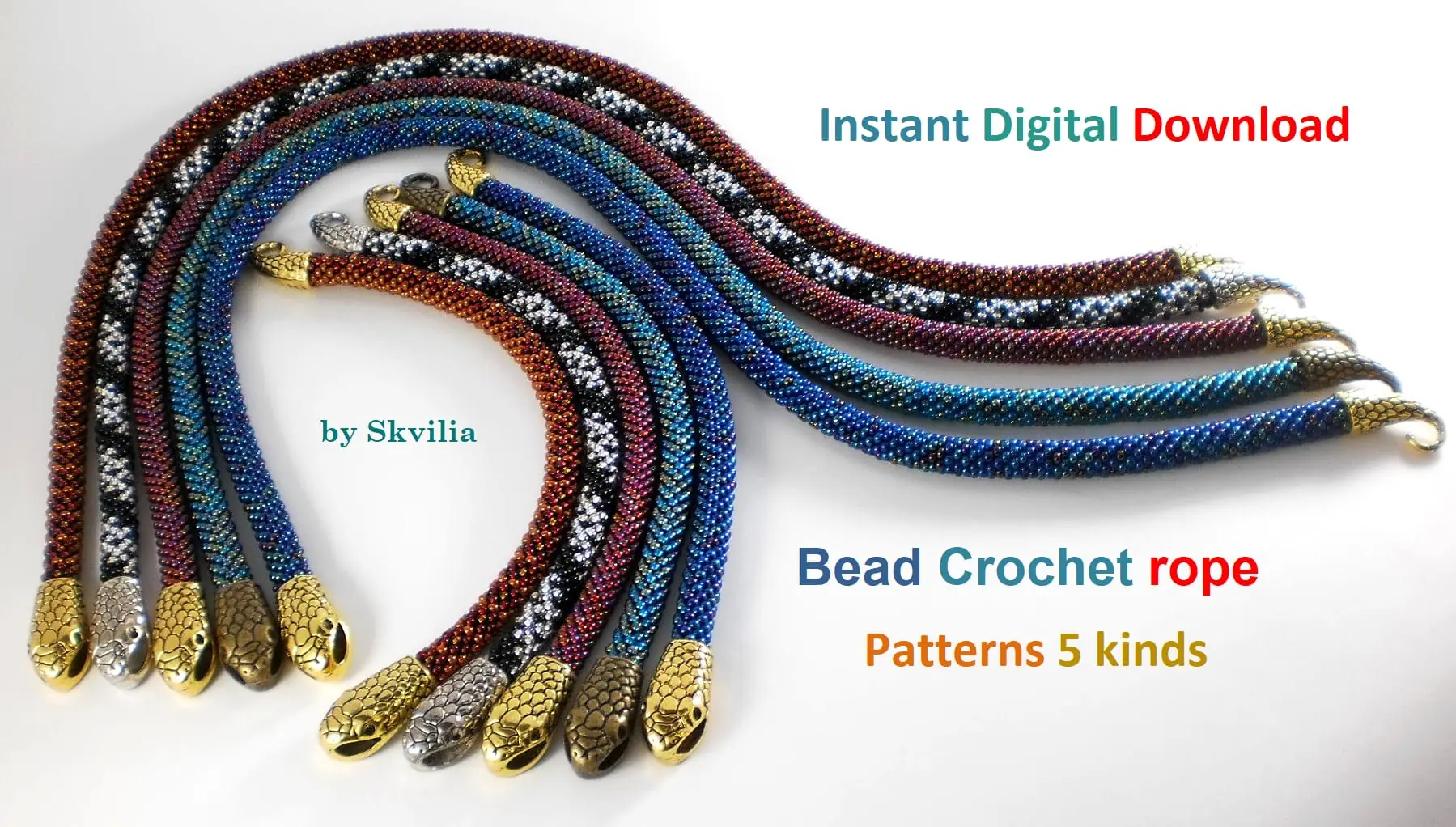 Bead Crochet Rope patterns,Spiral Harness - Crealandia