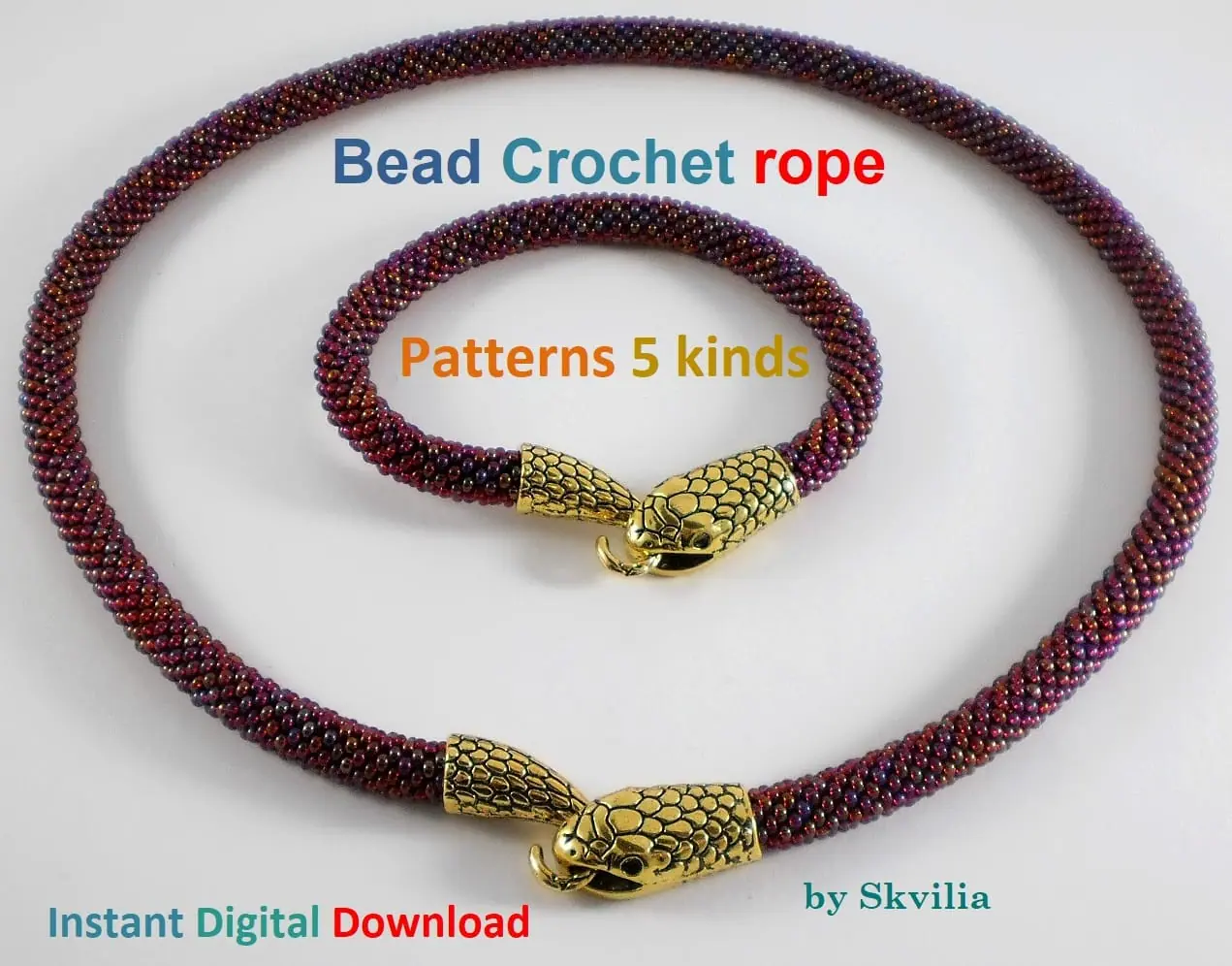 Bead Crochet Rope patterns,Spiral Harness - Crealandia