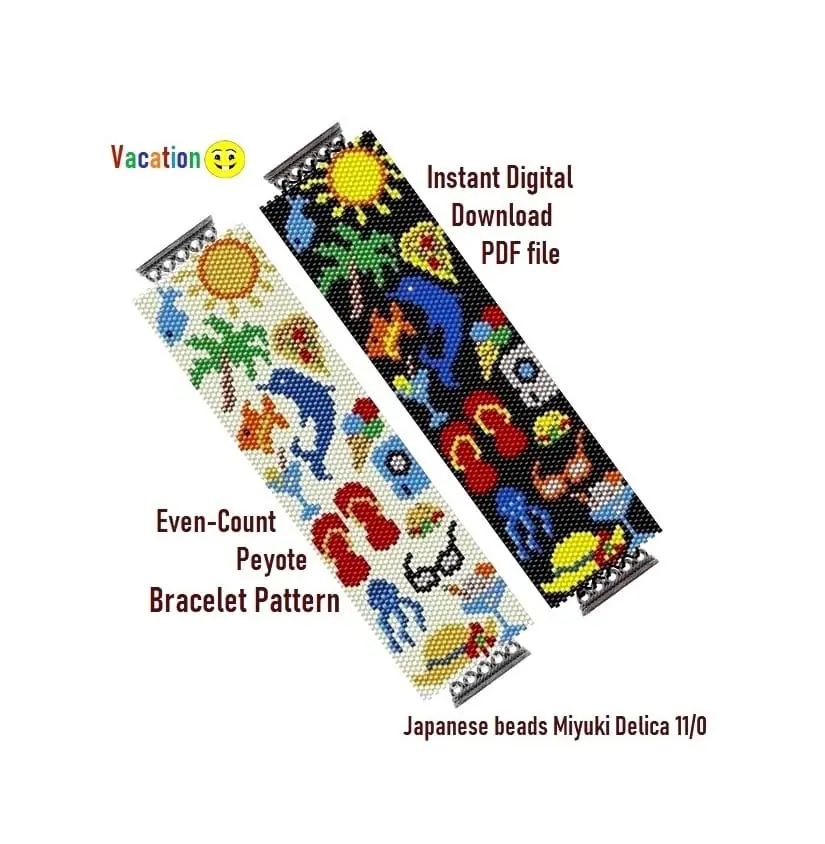 Cuff Bracelet Even-Count Peyote Stitch, Bead Patterns - Crealandia