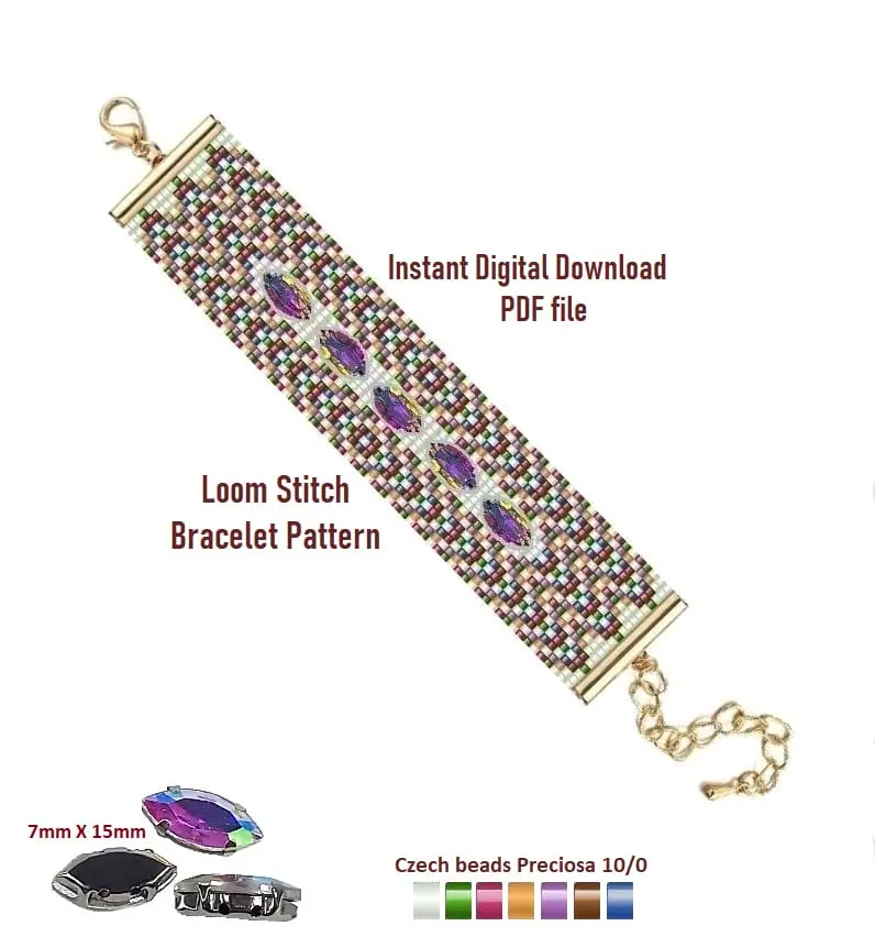Tutorial Cuff Bracelet Loom Stitch - Crealandia