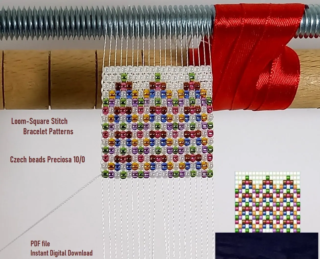 Cuff Bracelet Loom Stitch, Bead Patterns - Crealandia