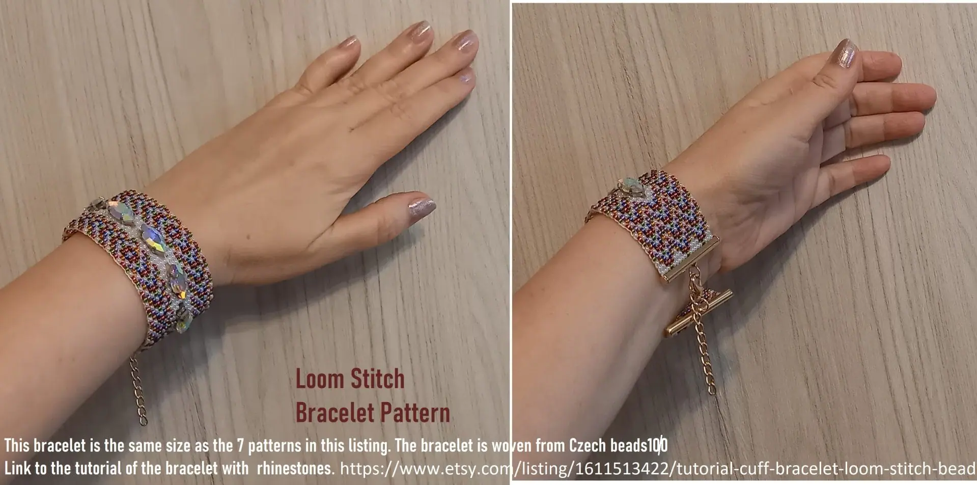 Cuff Bracelet Loom Stitch, Bead Patterns - Crealandia
