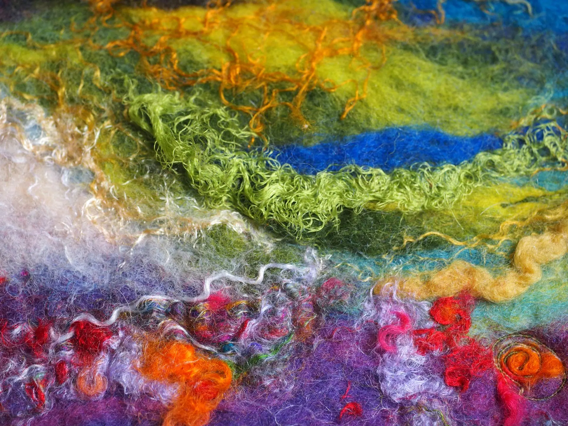 Felted picture with natural agate,Magic stone,Evil eye - Crealandia