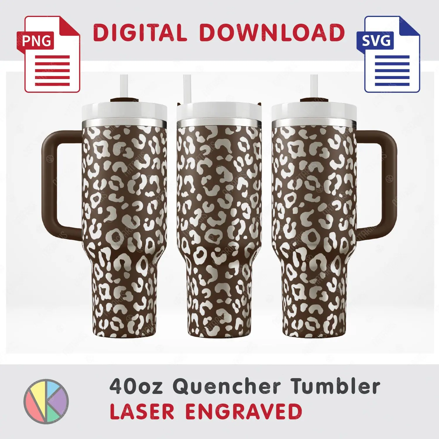 Leopard Print Pattern - Laser Engraved - 40oz Quencher Tumbler ...