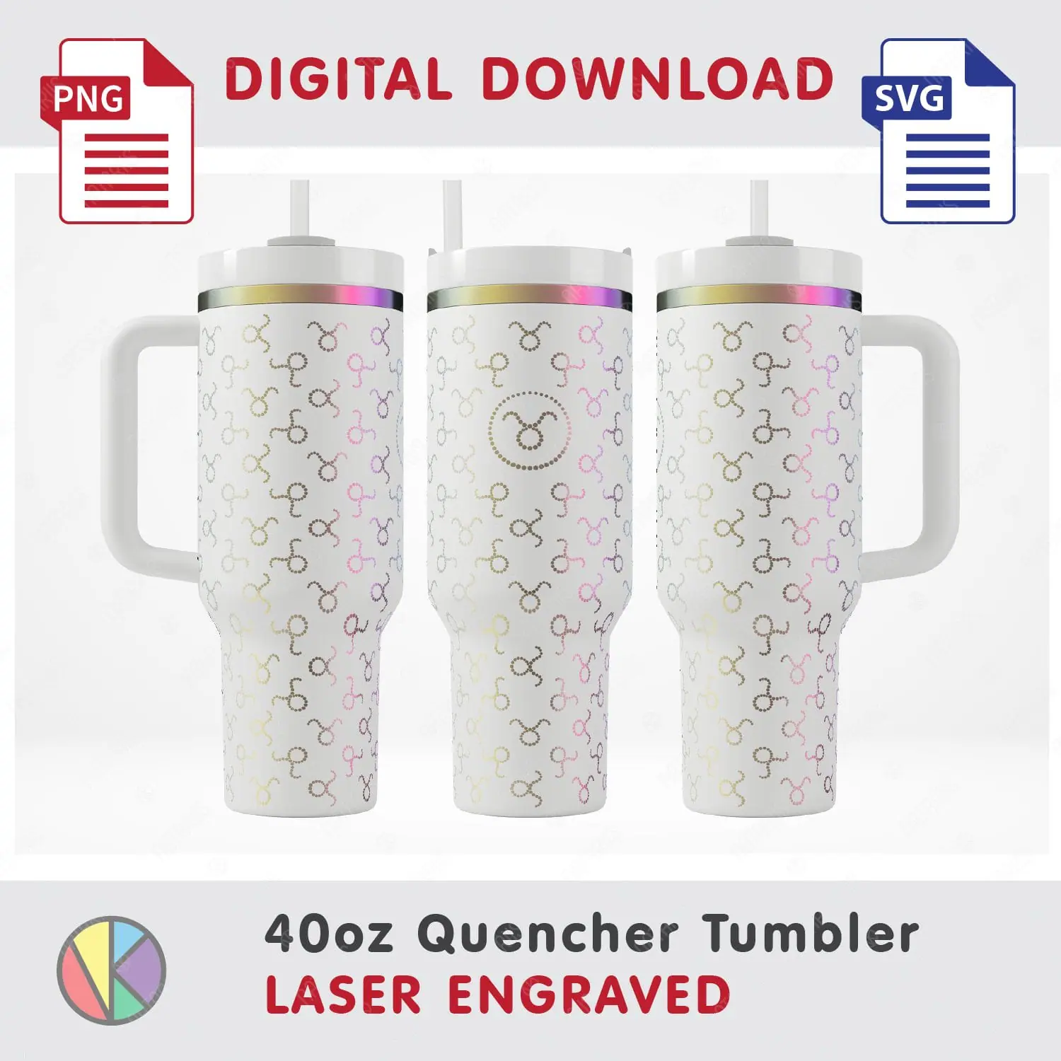 TAURUS Zodiac Pattern - Laser Engraved - 40oz Tumbler. - Crealandia