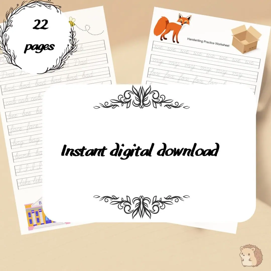 Handwriting Practice Printable Workbook in English.