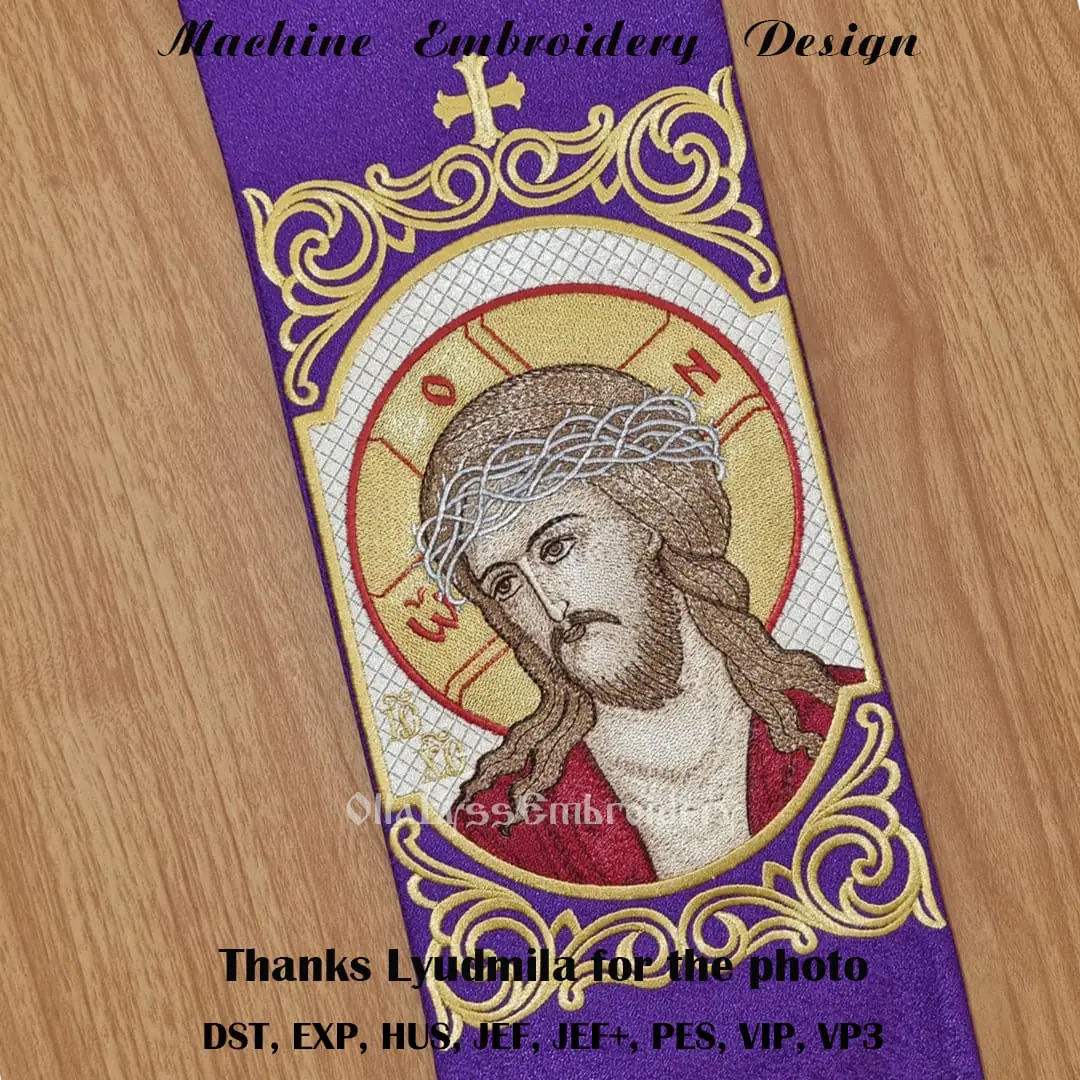 Jesus Christ with crown of thorns embroidery design