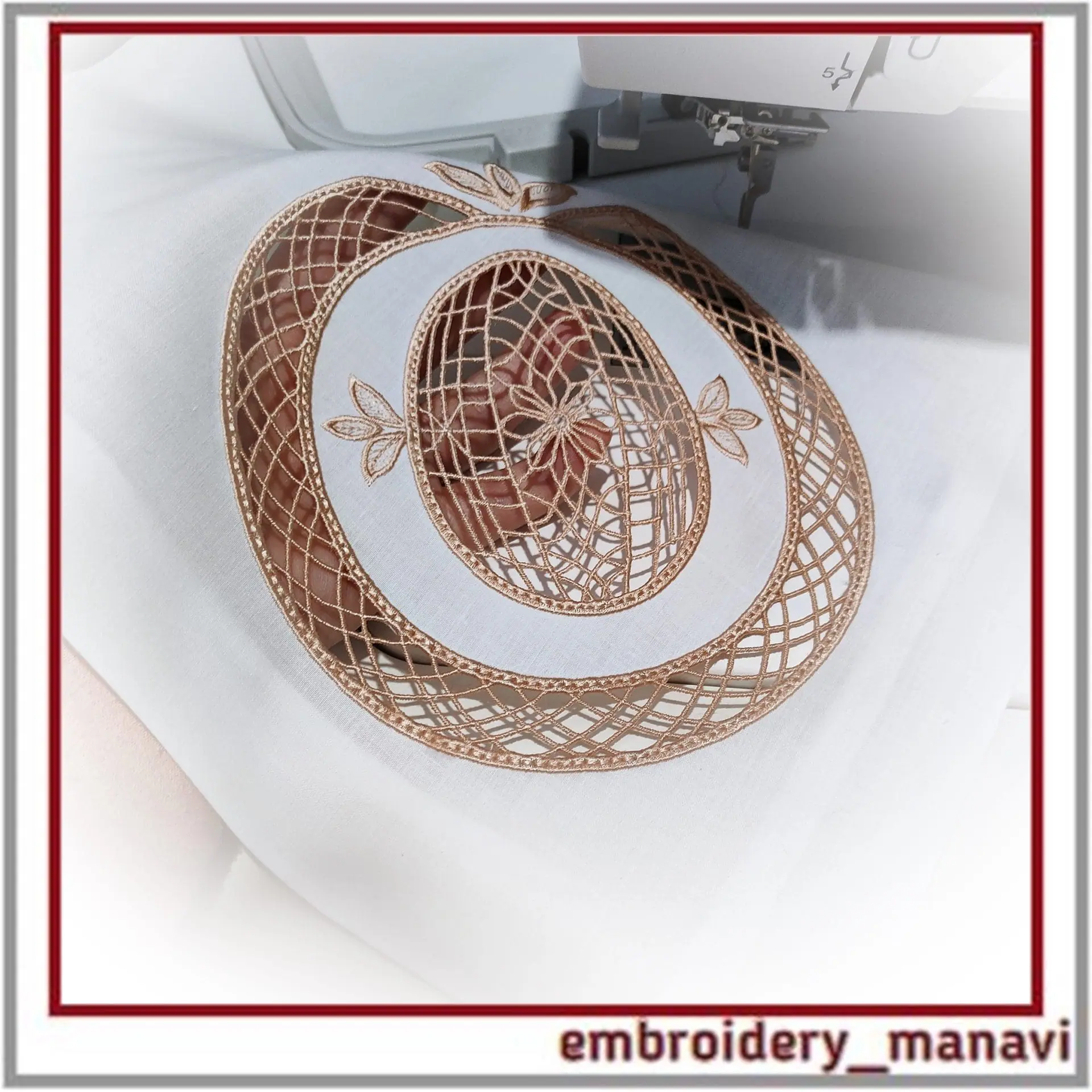 Easter Lace Egg Cutwork machine embroidery design - Crealandia