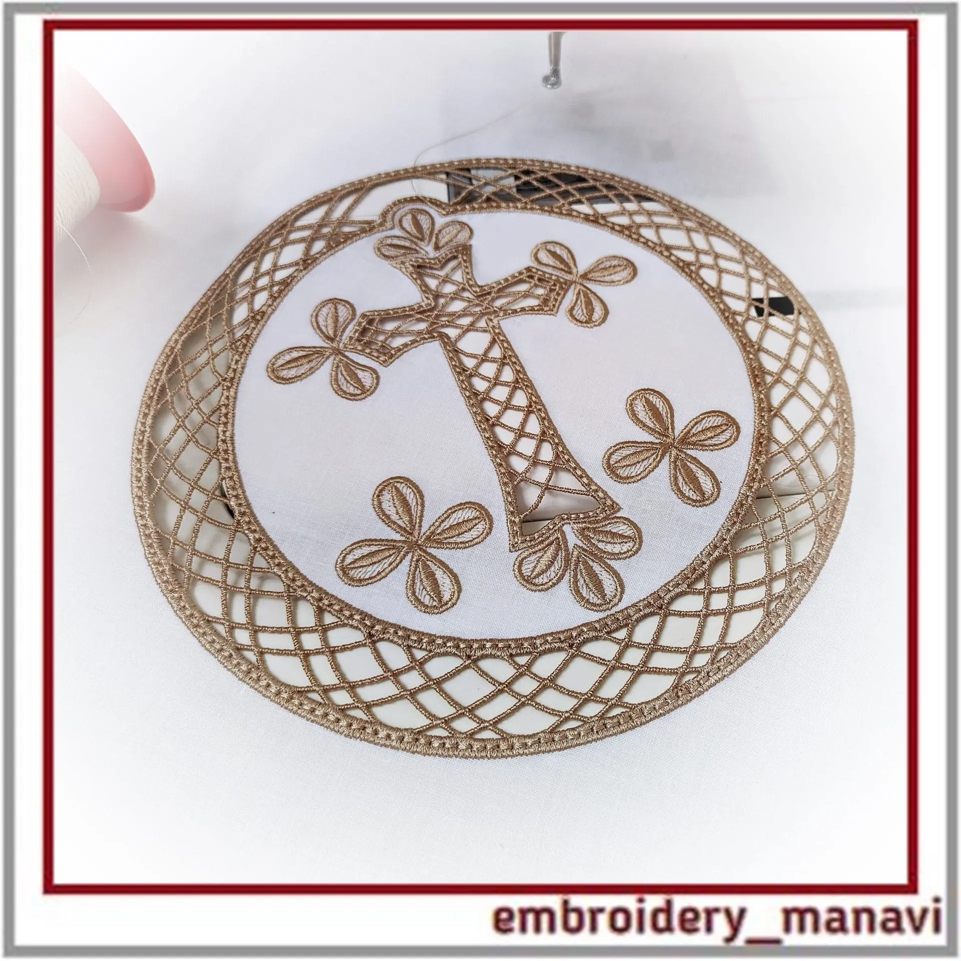 Easter Lace Cross Cutwork machine embroidery design - Crealandia