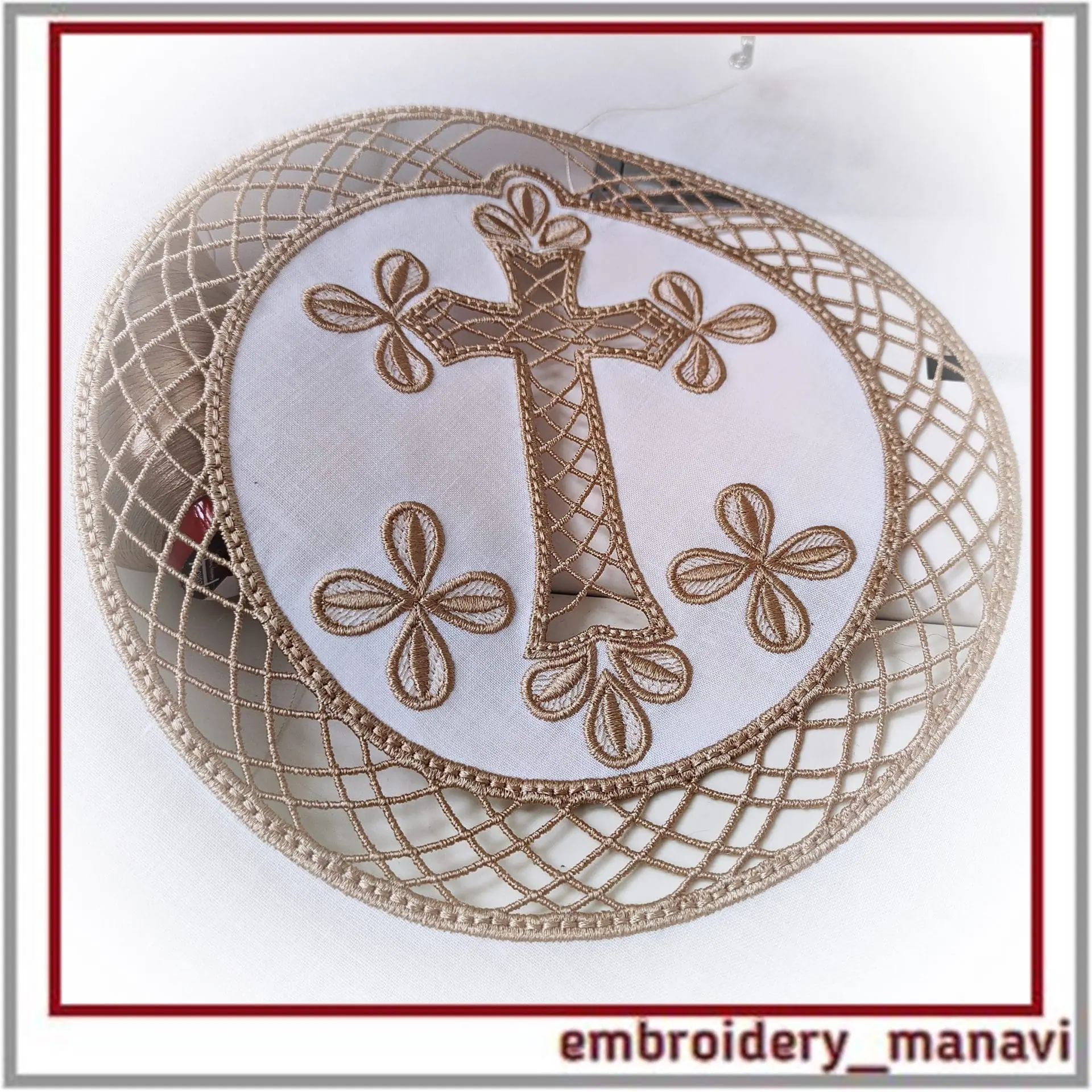 Easter Lace Cross Cutwork machine embroidery design - Crealandia