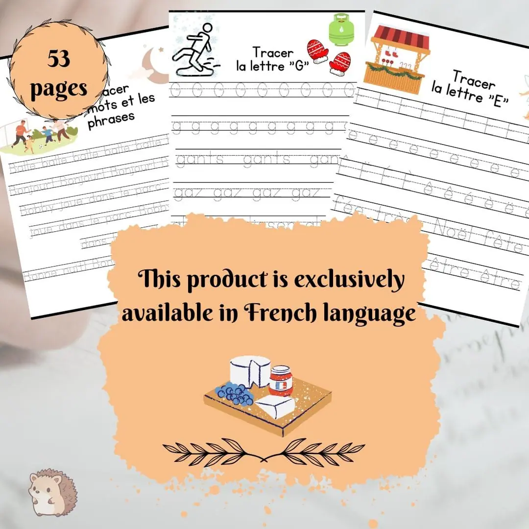 Handwriting Practice Printable Workbook in French.