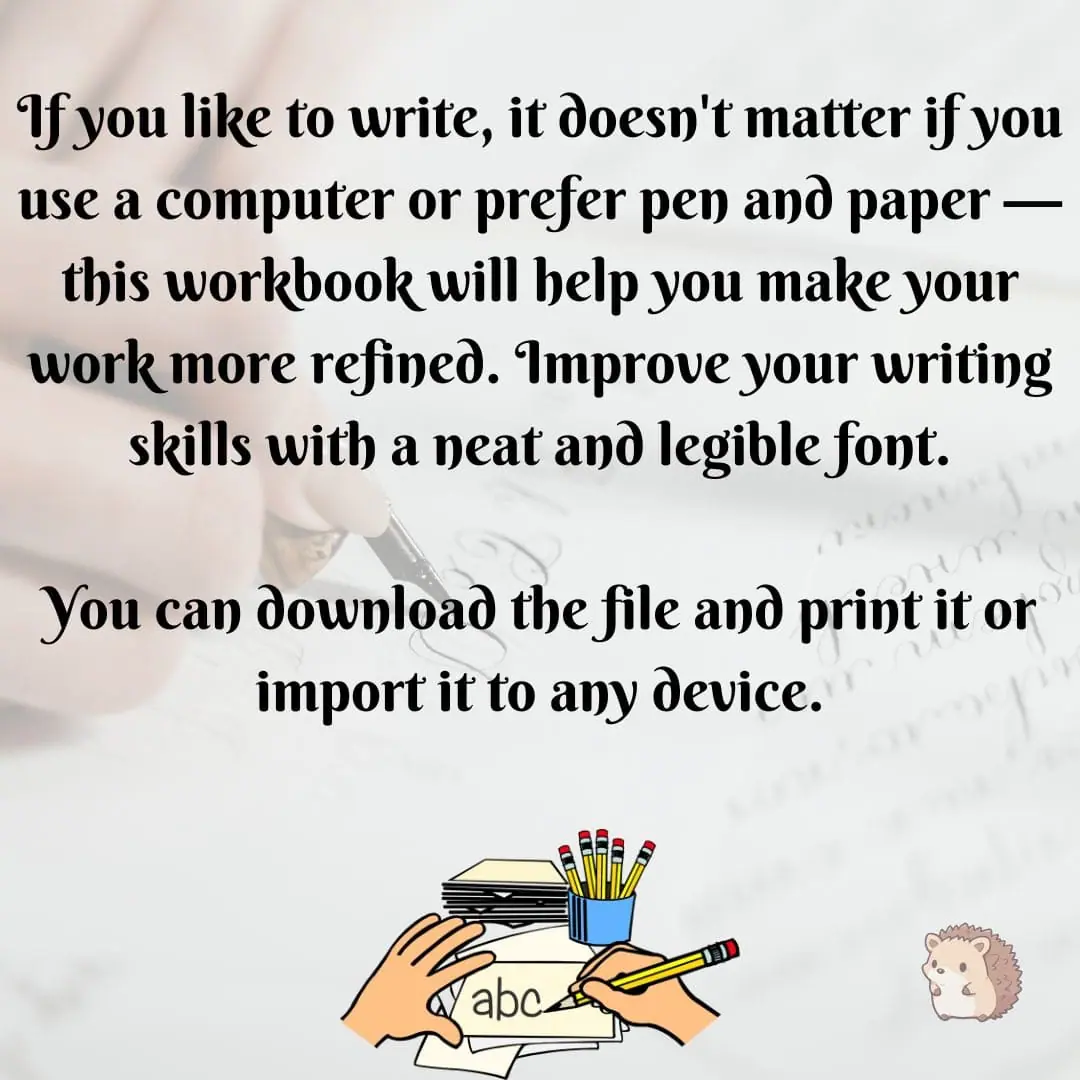 Handwriting Practice Printable Workbook in French.