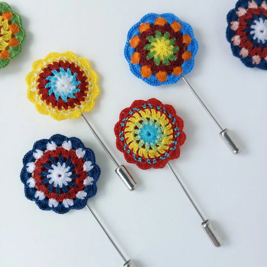 Boho-style crochet brooch - Made with Love and Care