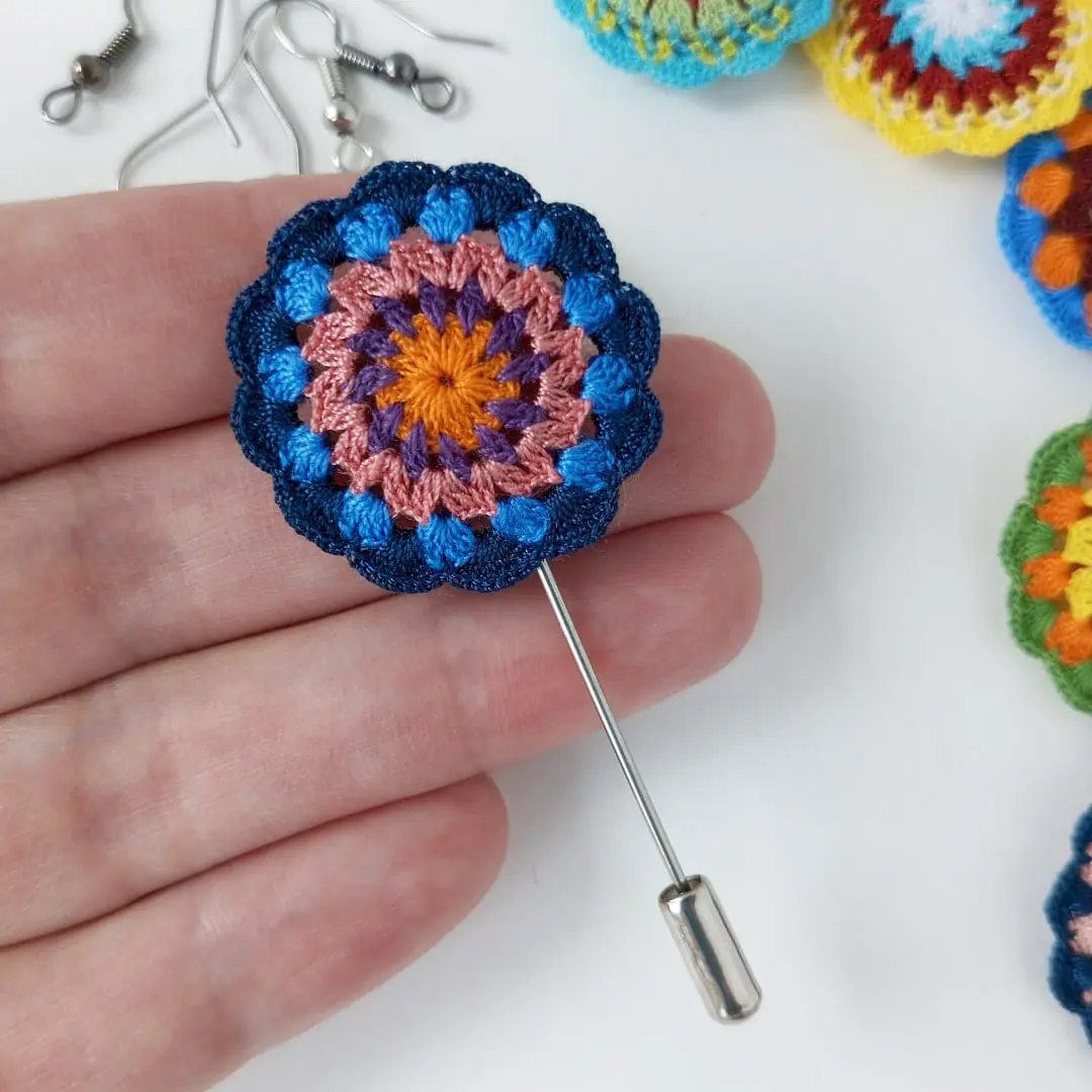 Handmade Crochet Brooch – Micro-Crochet Unique Gift