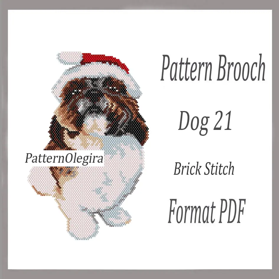 Dog 21 bead brooch pattern Beading Dog Olegirabeadpatterns