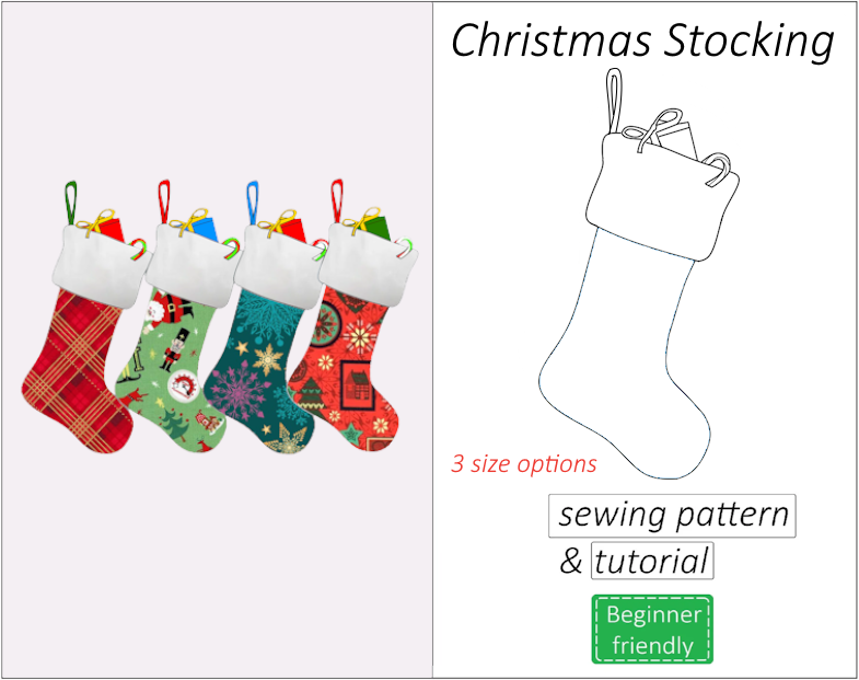Christmas stocking sewing pattern PDF + detailed tutorial - Crealandia