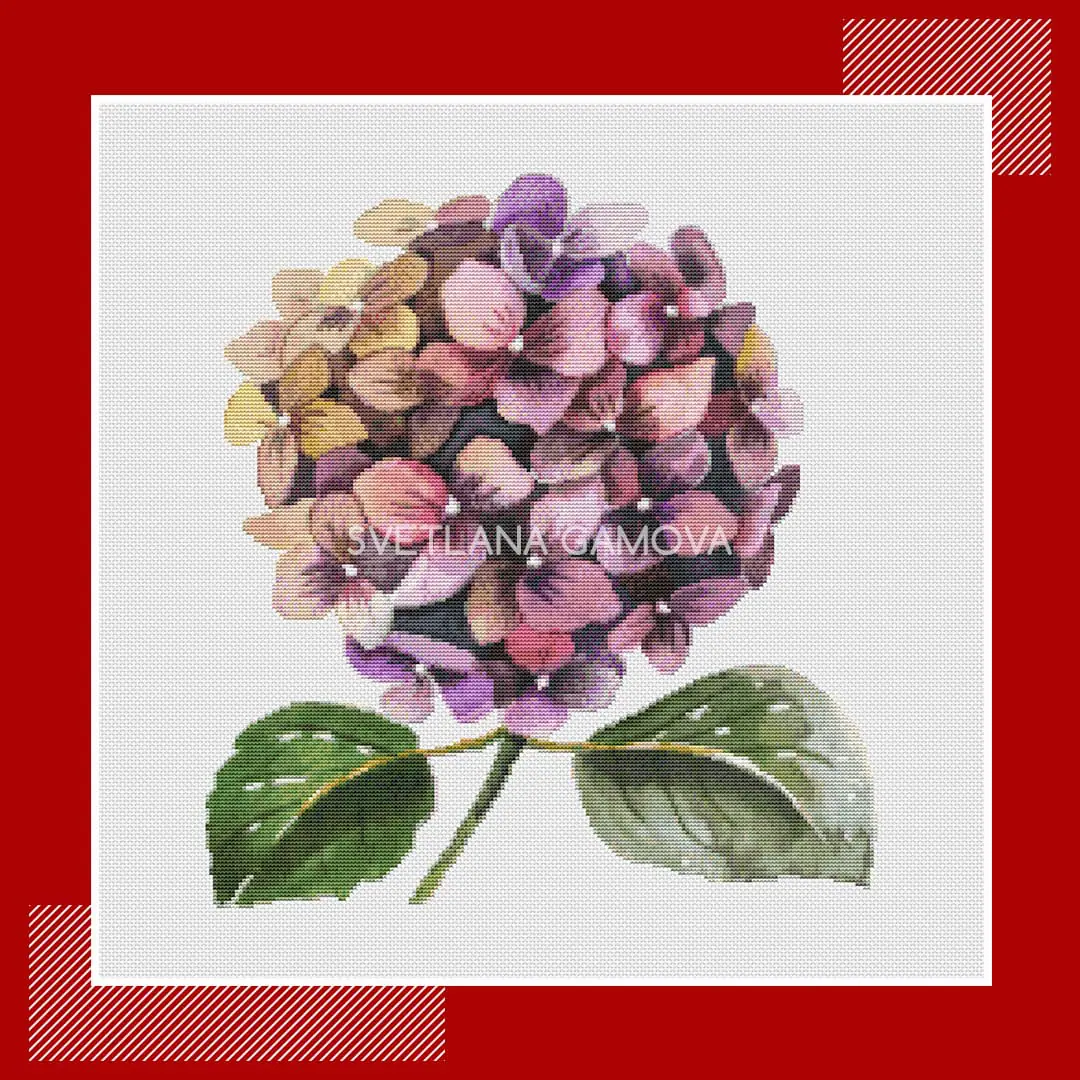 Hydrangea Cross Stitch Pattern Digital PDF Modern - Crealandia